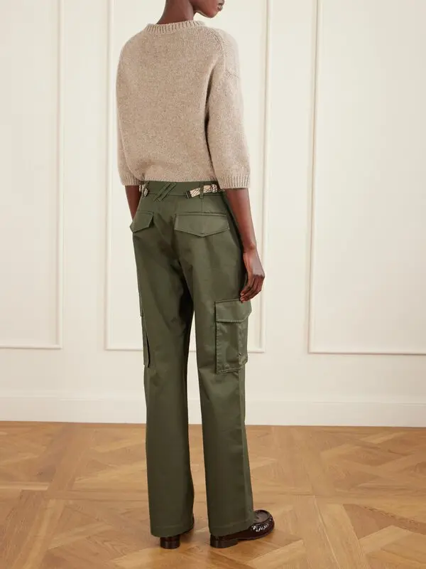 Burberry Freja Cotton-twill Straight-leg Cargo Pants - Green
