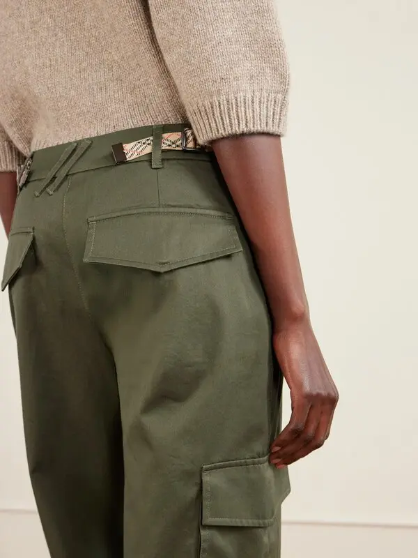 Burberry Freja Cotton-twill Straight-leg Cargo Pants - Green
