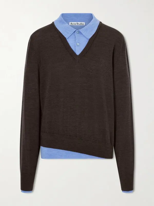 Acne Studios Layered Wool Polo Sweater - Brown