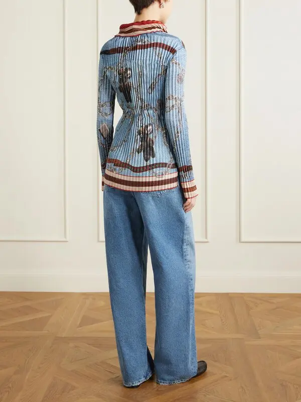Acne Studios Printed Pleated Satin-twill Shirt