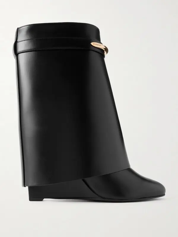 Givenchy Shark Embellished Leather Ankle Boots - Black
