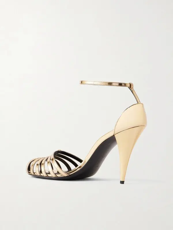 Givenchy Cage Metallic-leather Sandals - Gold