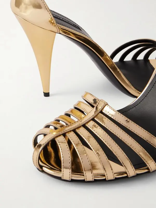Givenchy Cage Metallic-leather Sandals - Gold