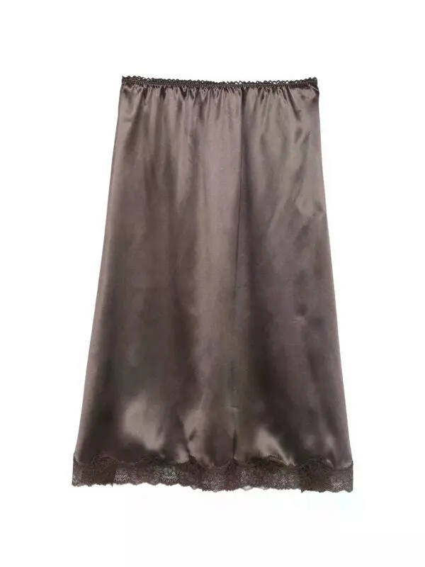 Magda Butrym Lace-trim A-line Midi Skirt - Brown