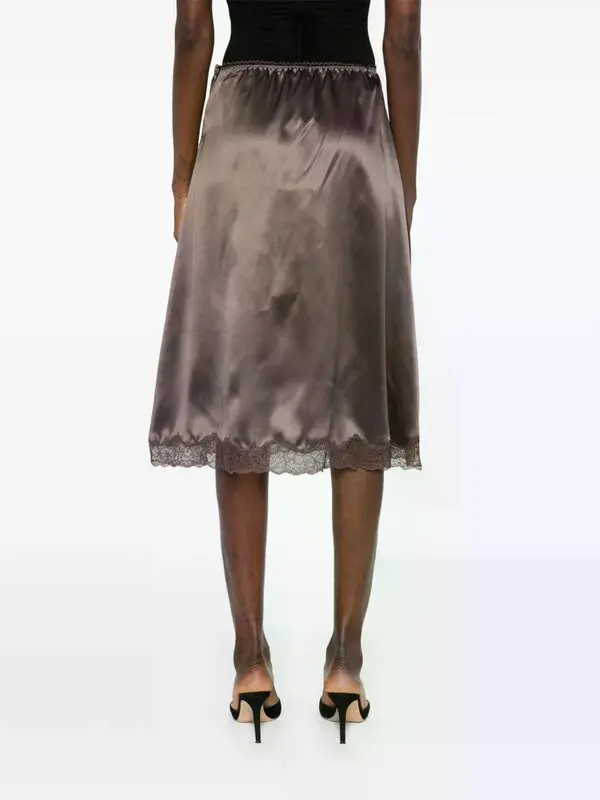 Magda Butrym Lace-trim A-line Midi Skirt - Brown