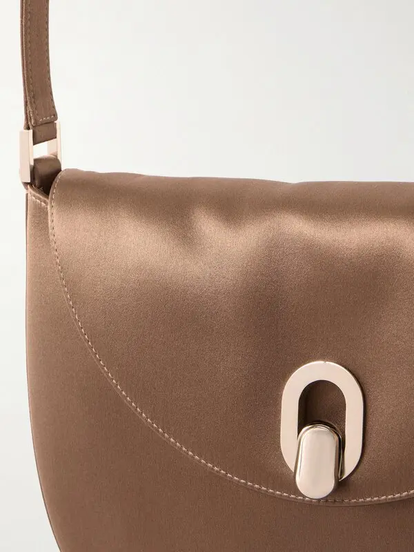 Savette Tondo Small Satin Shoulder Bag - Brown