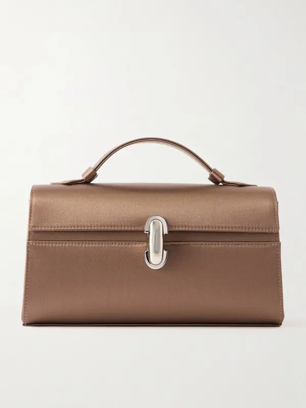 Savette Symmetry Pochette Satin Tote - Brown