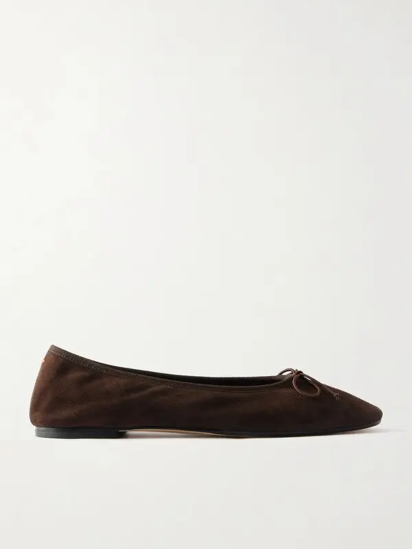 AeydĒ Tiby Bow-detailed Ballet Flats - Brown