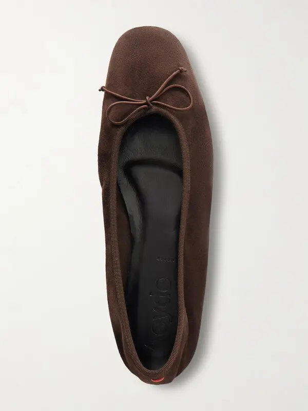 AeydĒ Tiby Bow-detailed Ballet Flats - Brown