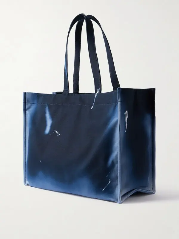 Acne Studios Logo Printed Cotton-canvas Tote - Blue
