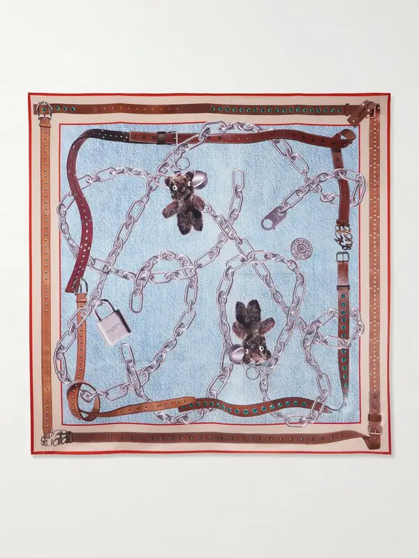 Acne Studios Printed Silk-satin Scarf - Blue