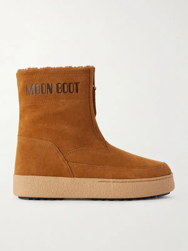 Moon Boot Lara Suede And Shearling Ankle Boots - Brown