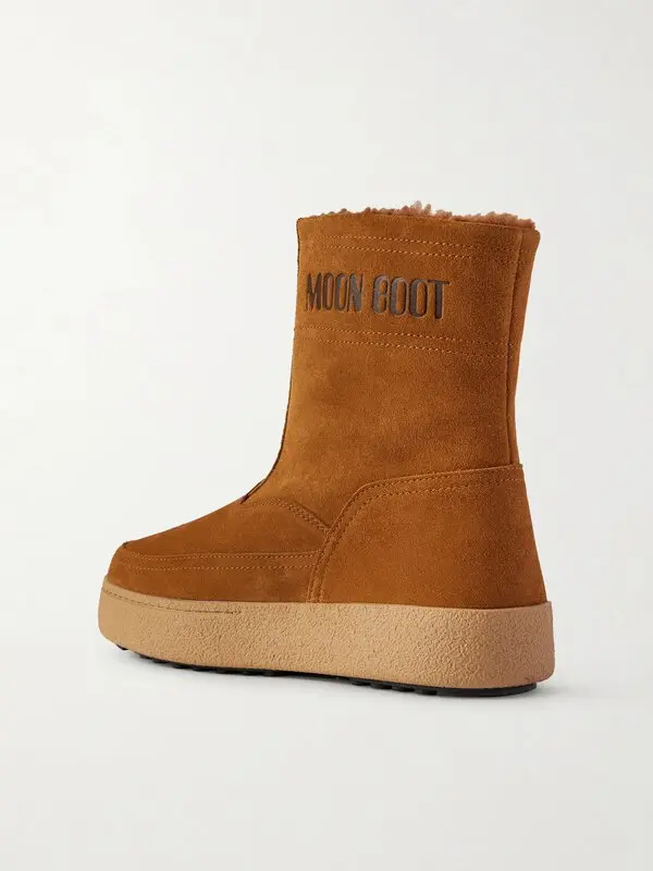 Moon Boot Lara Suede And Shearling Ankle Boots - Brown