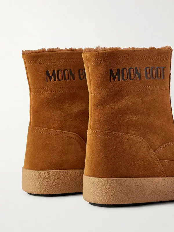 Moon Boot Lara Suede And Shearling Ankle Boots - Brown