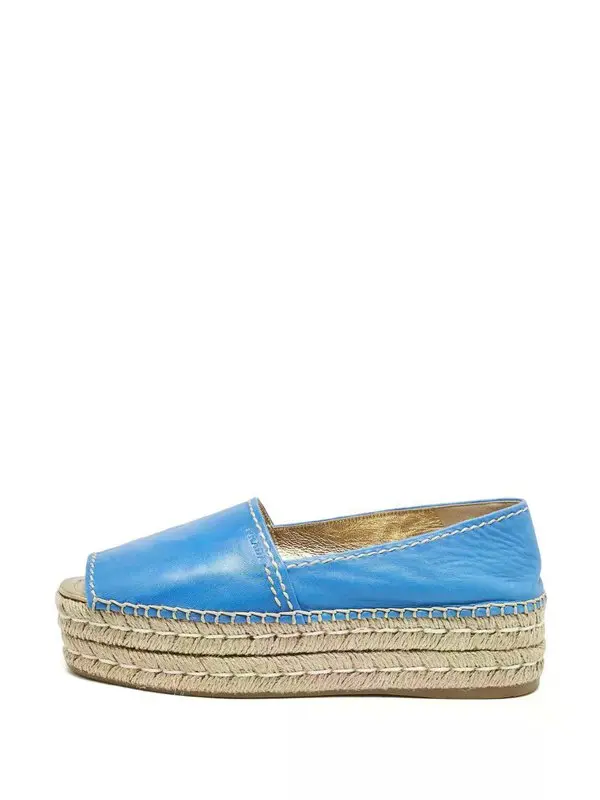 Prada Leather Platform Espadrilles