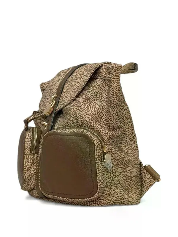 Borbonese Flap Printed Backpack - Brown