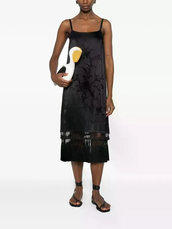 BODE Fringe Floral Midi Dress