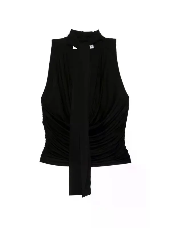 AYA MUSE Self-tie Draped Top - Black
