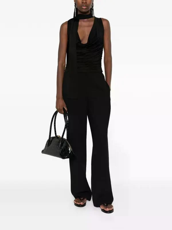AYA MUSE Self-tie Draped Top - Black