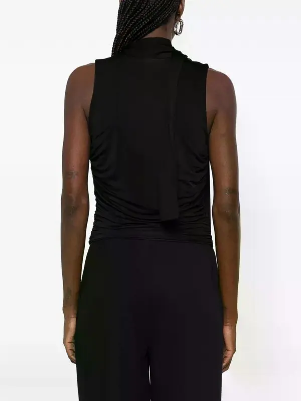 AYA MUSE Self-tie Draped Top - Black