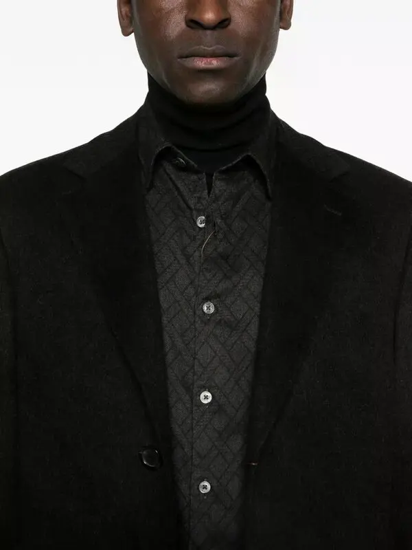 Canali Buttoned Coat - Black