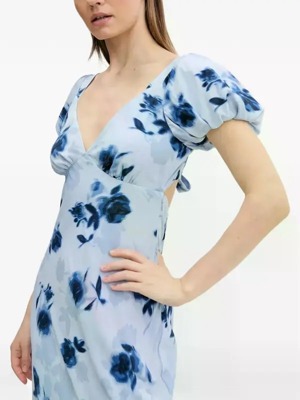 Abercrombie Floral-print Midi Dress - Blue
