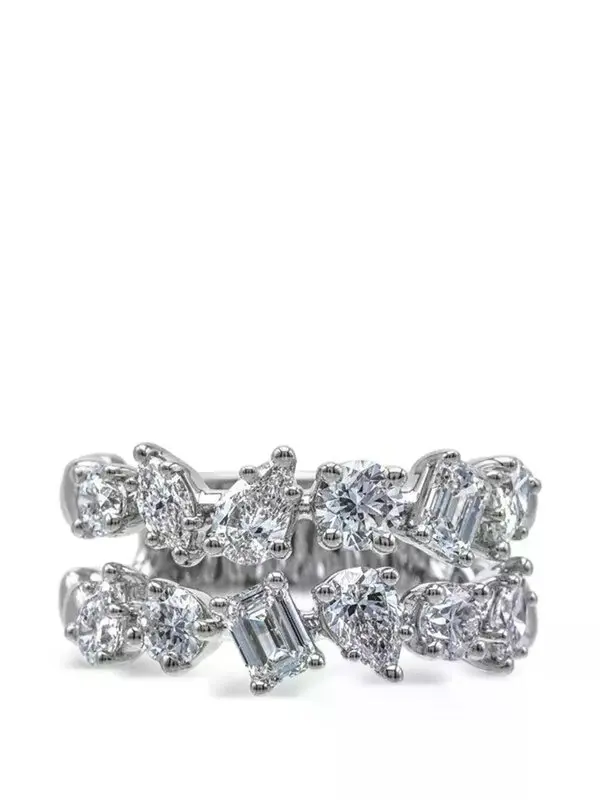 Azzaro Diamond Two-row Ring - Silver