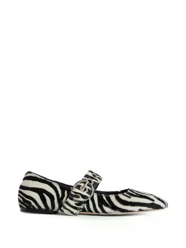 AeydĒ Zebra-print Pony-hair Ballet Flats - White