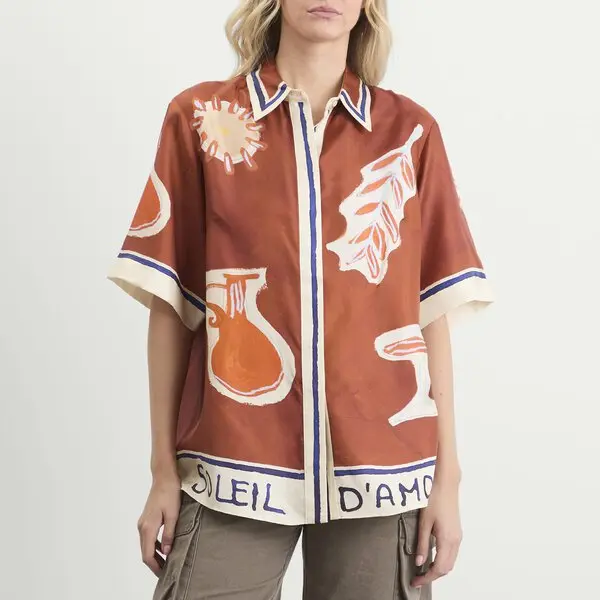 ALEMAIS Soleil D'amour Silk Shirt - Rust