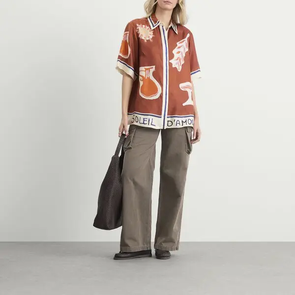 ALEMAIS Soleil D'amour Silk Shirt - Rust