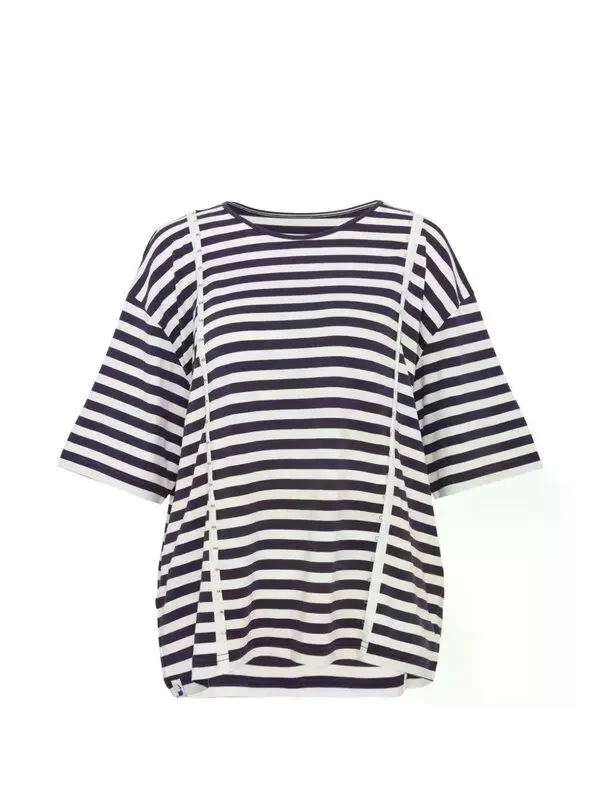 PUSHBUTTON Striped Buttoned T-shirt