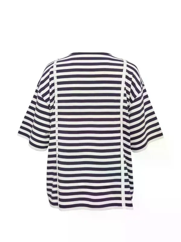 PUSHBUTTON Striped Buttoned T-shirt