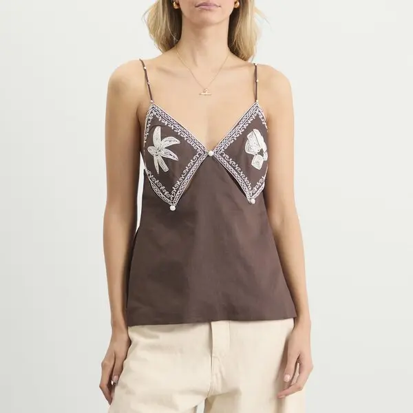 ALEMAIS Leandra Corded Cami Top - Chocolate