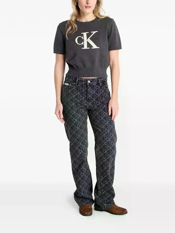 Calvin Klein Graphic Short-sleeve Sweater - Grey