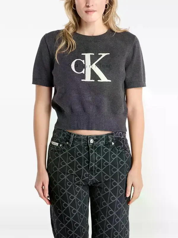 Calvin Klein Graphic Short-sleeve Sweater - Grey