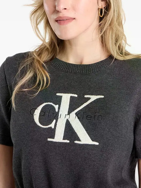 Calvin Klein Graphic Short-sleeve Sweater - Grey