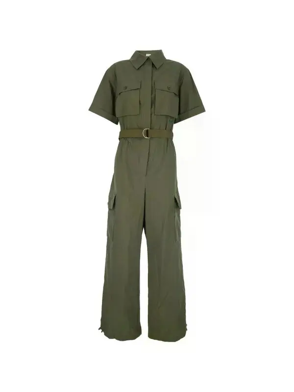 P.a.r.o.s.h Belted Short-sleeves Jumpsuit - Green