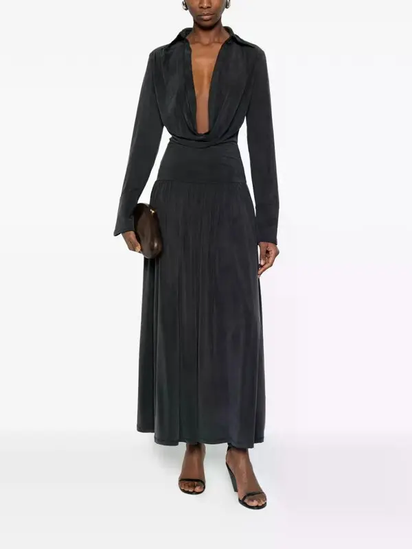 AYA MUSE Mer Pleated Midi Dress - Grey