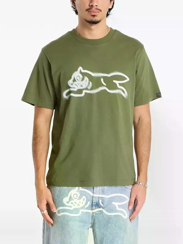 ICECREAM Spray Paint Running Dog T-shirt - Green