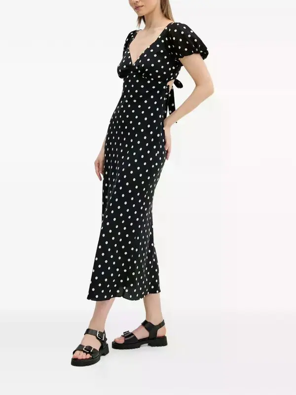 Abercrombie Polka-Dot Tie Midi Dress In Black - 10% Off | Editorialist