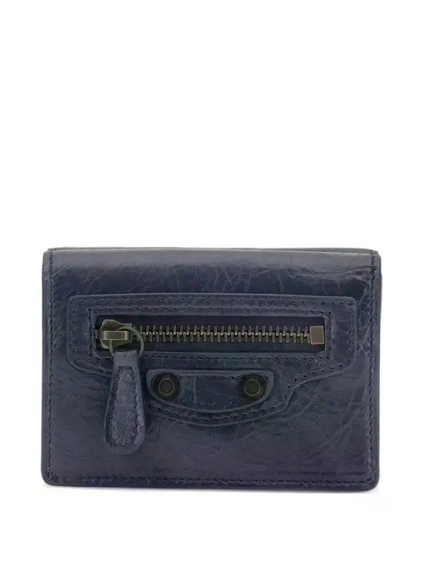 Balenciaga Mini Le City Zip Leather Wallet - Blue