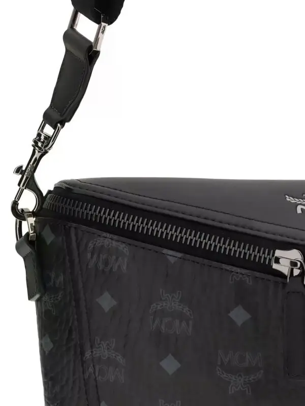 Mcm Diamant 3d Logo-printed Zip Messenger Bag