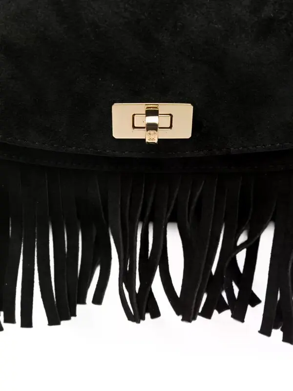 Sandro Le Mini Mambo Fringed Suede Crossbody Bag - Black