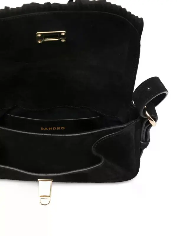 Sandro Le Mini Mambo Fringed Suede Crossbody Bag - Black