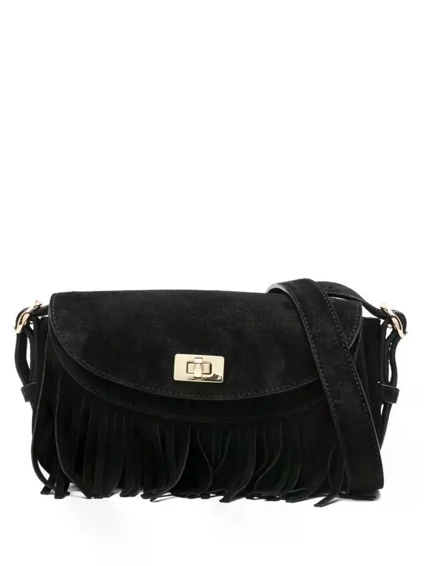 Sandro Le Mini Mambo Fringed Suede Crossbody Bag - Black