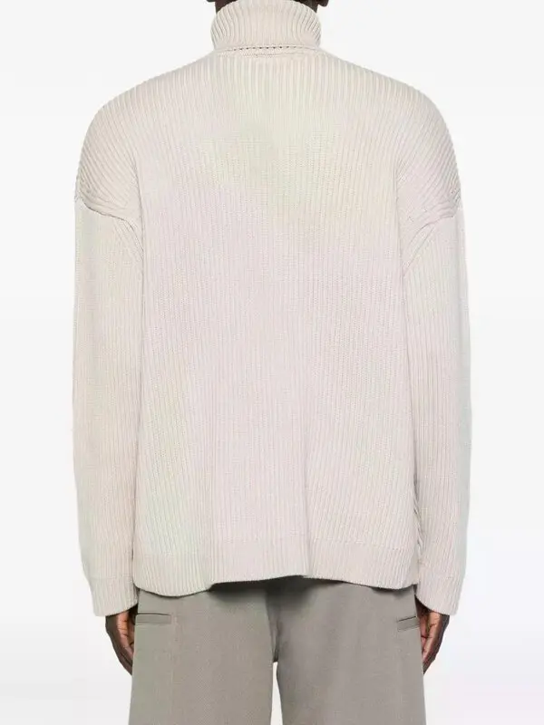 ENTIRE STUDIOS Roll Neck Ribbed Sweater - Neutrals
