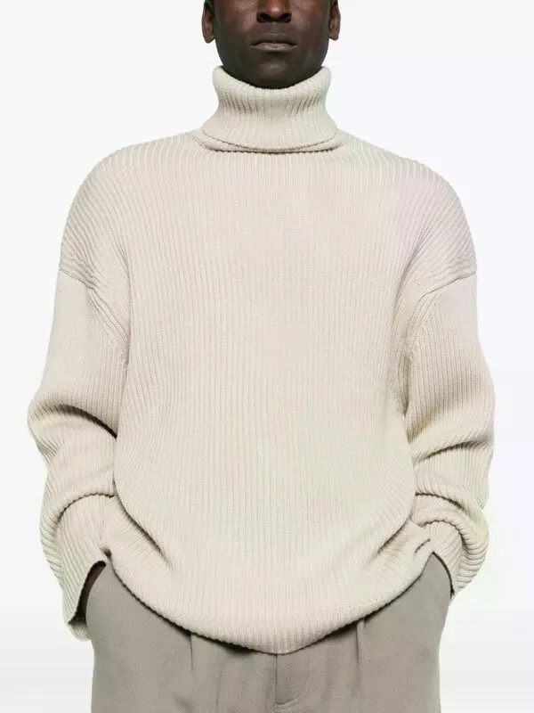 ENTIRE STUDIOS Roll Neck Ribbed Sweater - Neutrals