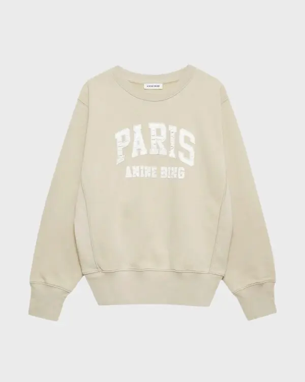 ANINE BING Harry Shrunken Paris Sweatshirt - Beige