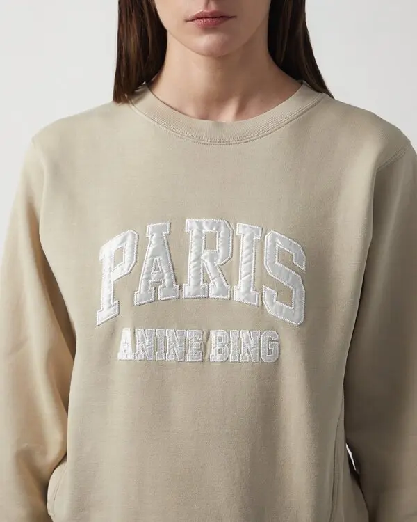 ANINE BING Harry Shrunken Paris Sweatshirt - Beige
