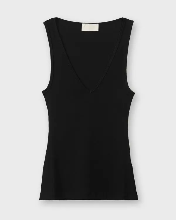 WAKAKUU Lotus Rib Tank Top - Black